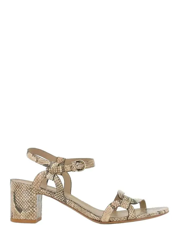 DEL CARLO Betty Snake-effect Buckled Sandals - Neutrals
