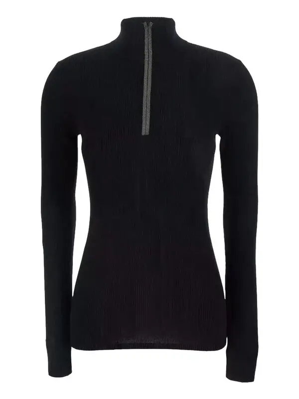 Brunello Cucinelli Monili-embellished Ribbed Knit Sweater - Black