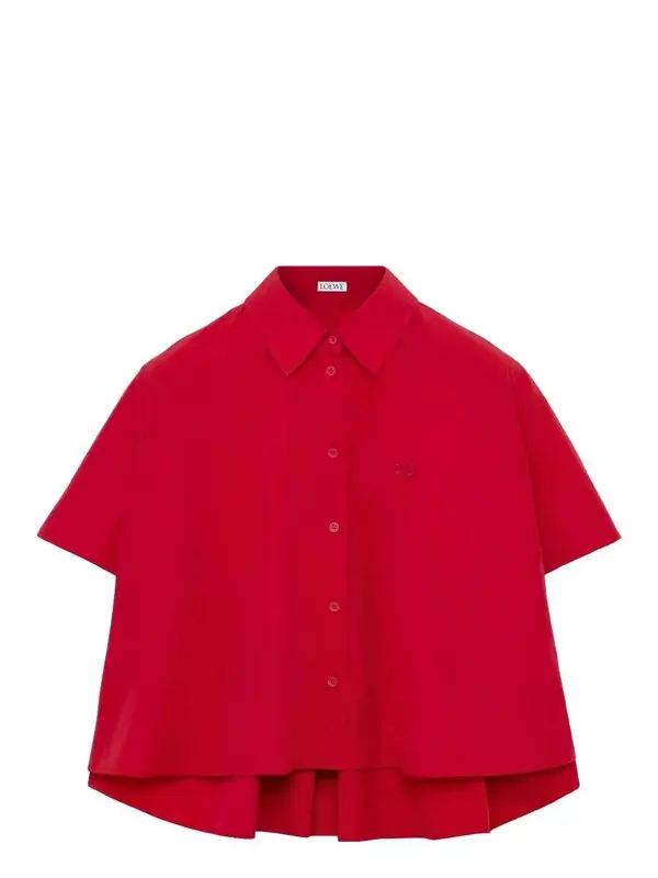 Loewe Logo Embroidered Boxy Fit Shirt - Red