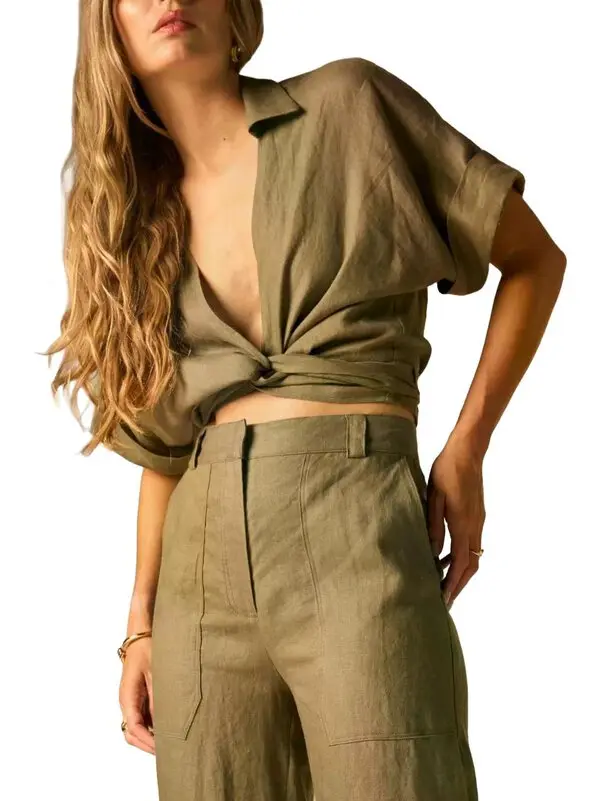 JBQ Chiara Twist-front Cropped Top - Green