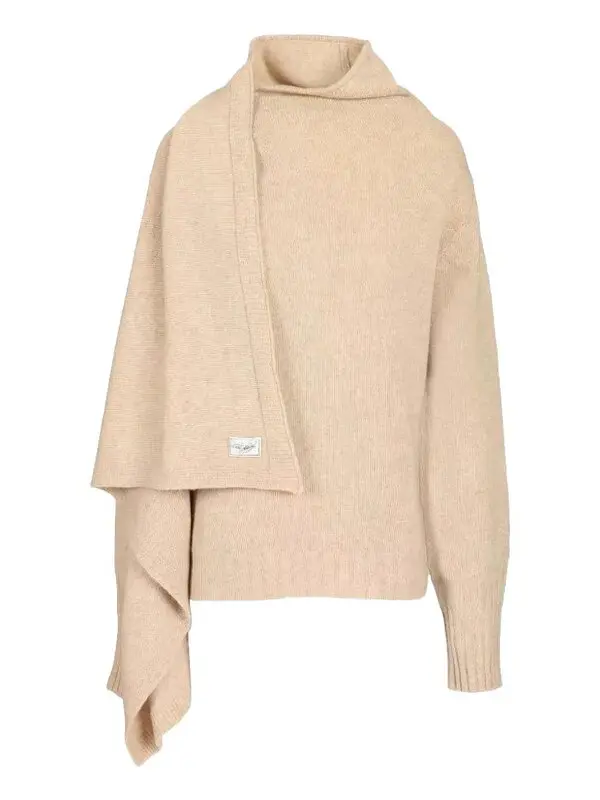 Attico Draped Detail Sweater - Neutrals