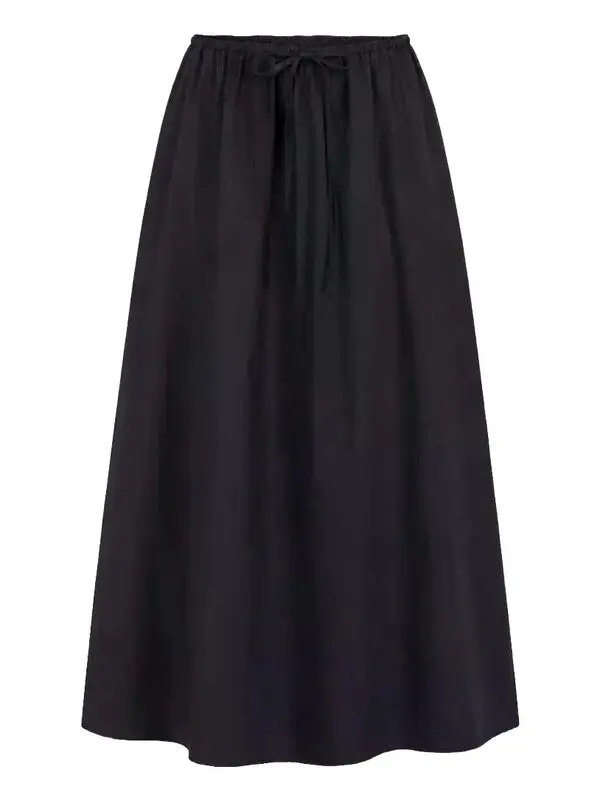 Matteau Gathered Drawstring Waist Midi Skirt - Black