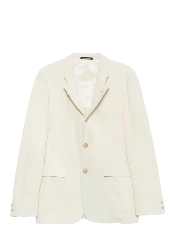 Emporio Armani Crinkled-finish Buttoned Blazer - Neutrals