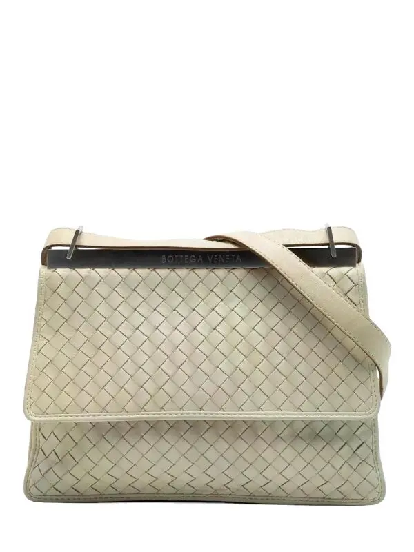 Bottega Veneta 20th Century Nappa Intrecciato Frame Crossbody Bag - White
