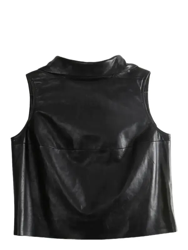 Rick Owens High-neck Leather Top - Black