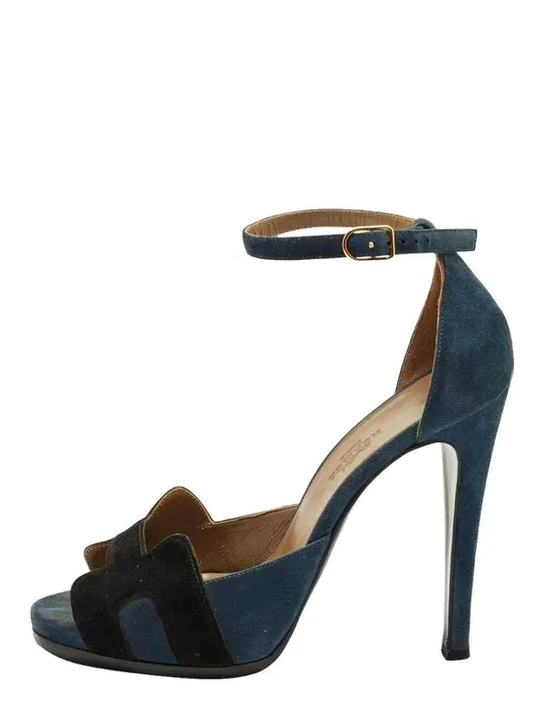 Hermès Suede Heeled Sandals - Blue