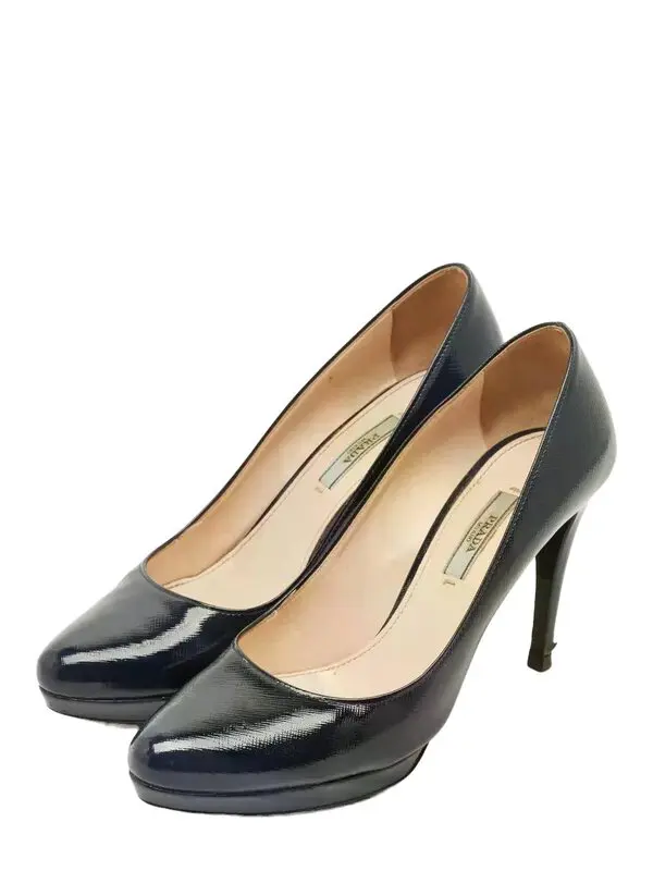 Prada Saffiano Leather Platform Pumps - Blue