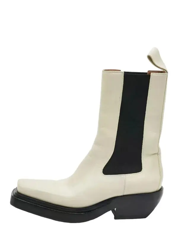 Bottega Veneta Cream Leather Square-toe Ankle Boots - Neutrals