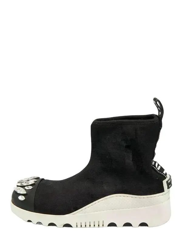 Miu Miu Crystal Embellished High-top Sneakers - Black