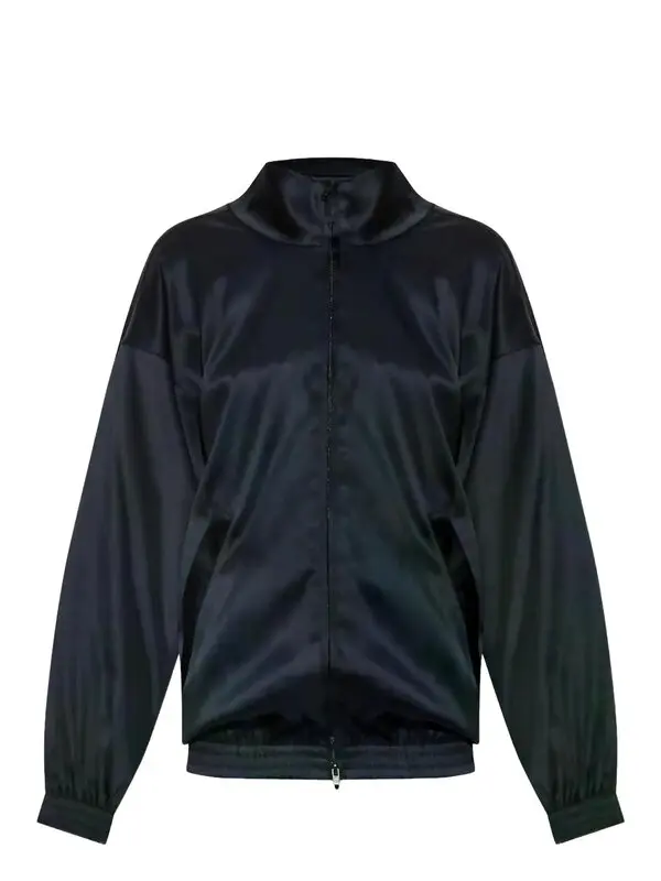 Balenciaga Satin Zip-up Bomber Jacket - Black