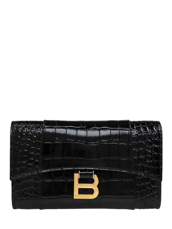 Balenciaga Hourglass Wallet On Chain - Black