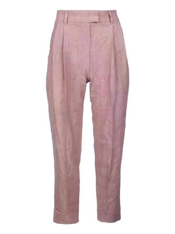 Brunello Cucinelli Linen Pleated Trousers - Pink
