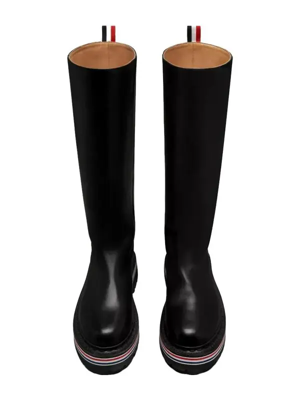 Thom Browne Rwb-stripe Leather Boots - Black