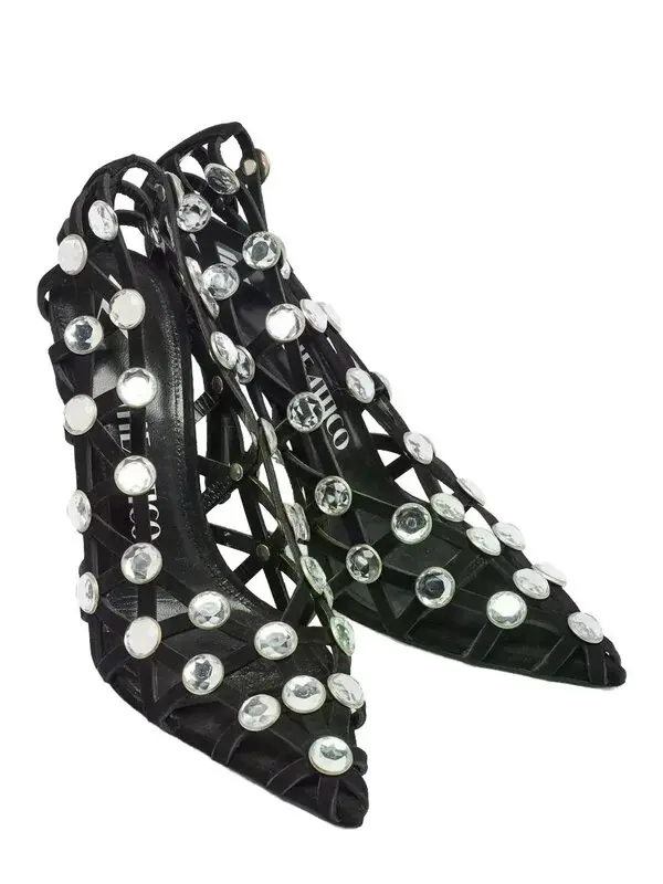 Attico Grid Crystal-embellished Pumps - Black