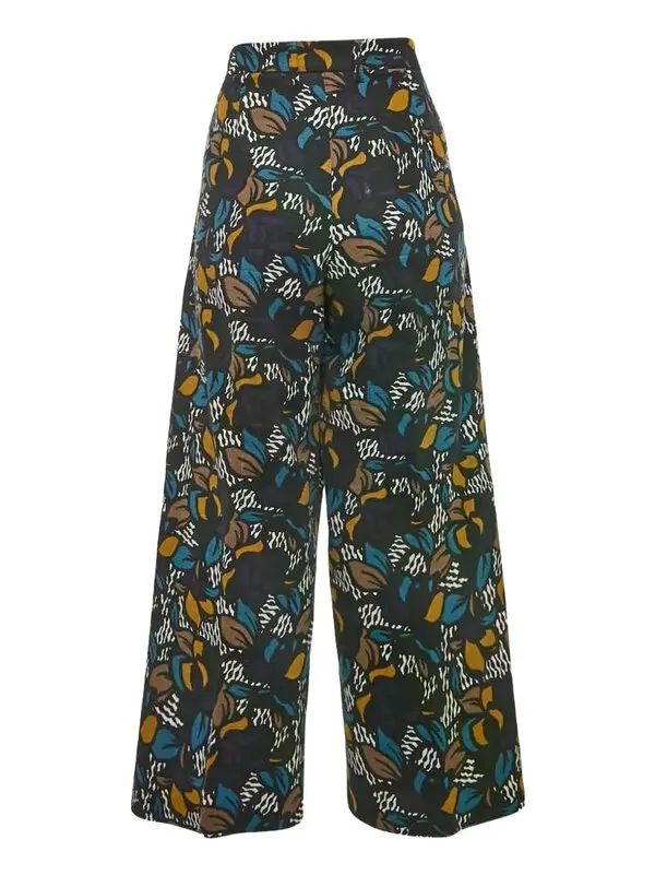 Max Mara Floral Print Wide-leg Trousers - Black