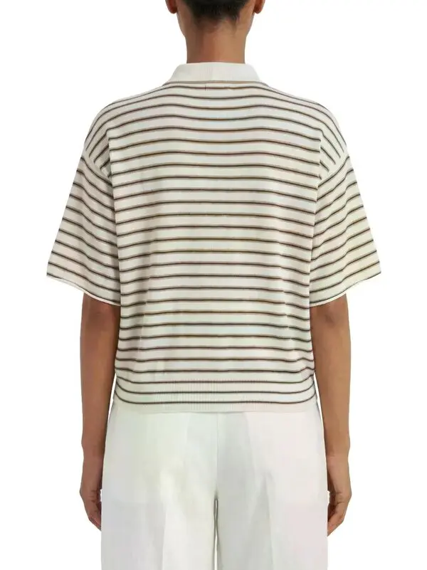 Brunello Cucinelli Striped Short-sleeve Polo Top - Neutrals