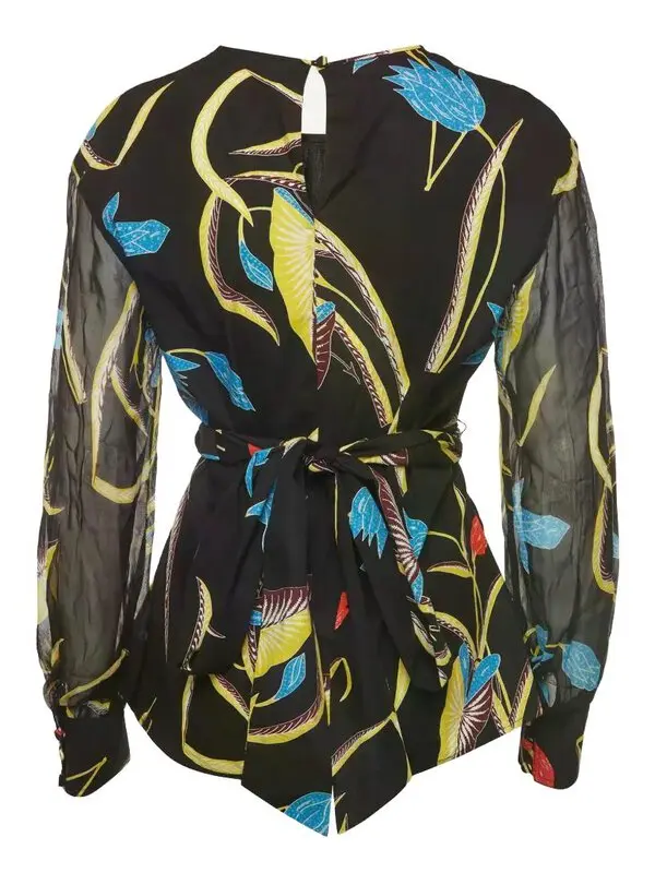 Diane Von Furstenberg Floral Print Blouse - Black