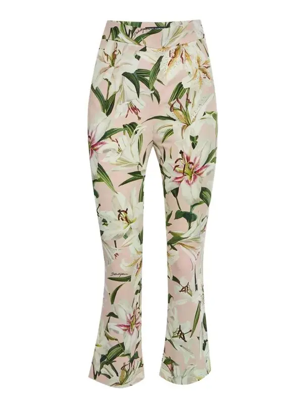 Dolce & Gabbana Lily Print Straight-fit Trousers - Pink