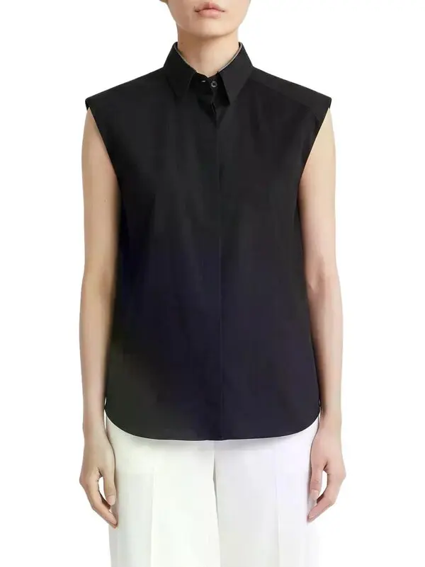 Brunello Cucinelli Embellished Collar Sleeveless Shirt - Black