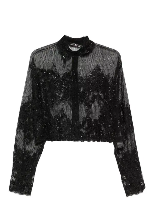 Ermanno Scervino Embellished Lace Shirt - Black