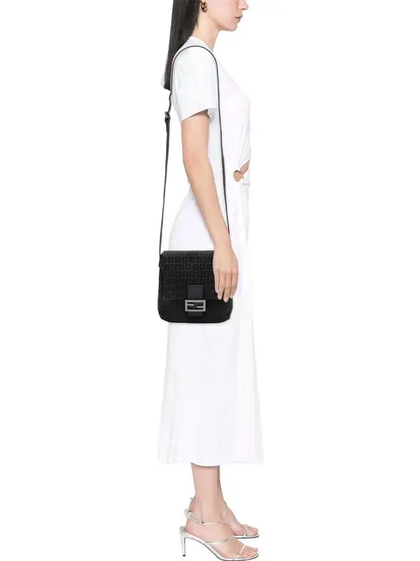 Fendi Zucchino Canvas Crossbody Bag - Black