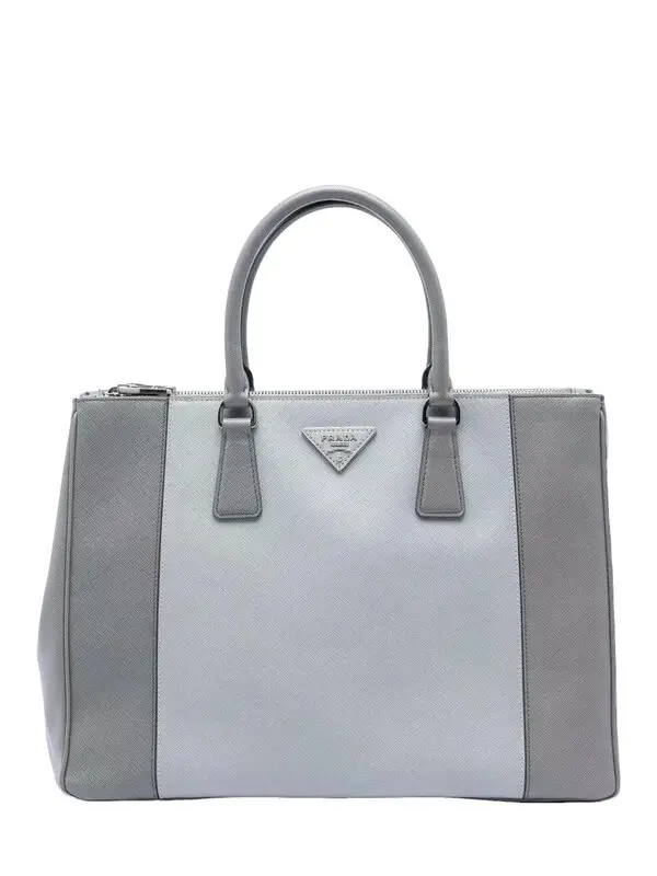 Prada Saffiano Lux Galleria Double Zip Satchel - Grey