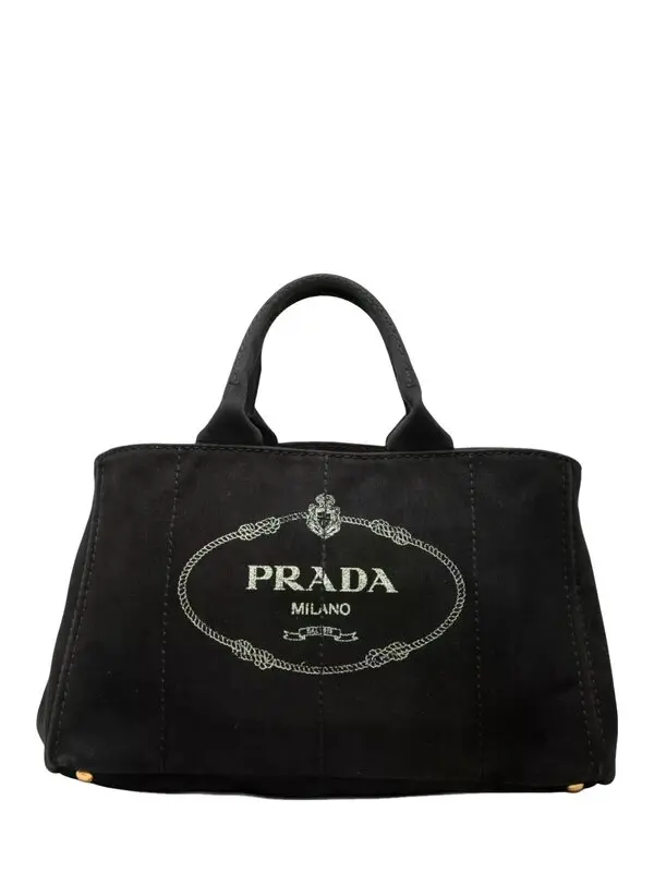 Prada Canapa Logo Satchel - Black