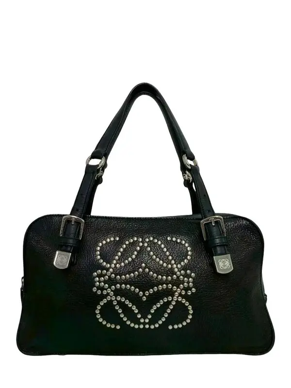 Loewe Leather Studded Anagram Handbag - Black