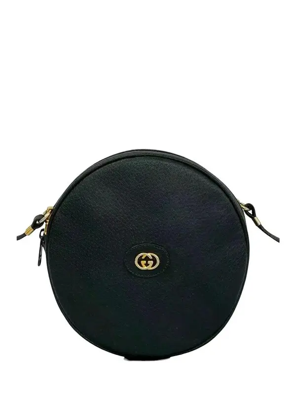 Gucci Calfskin Interlocking G Round Crossbody Bag - Black