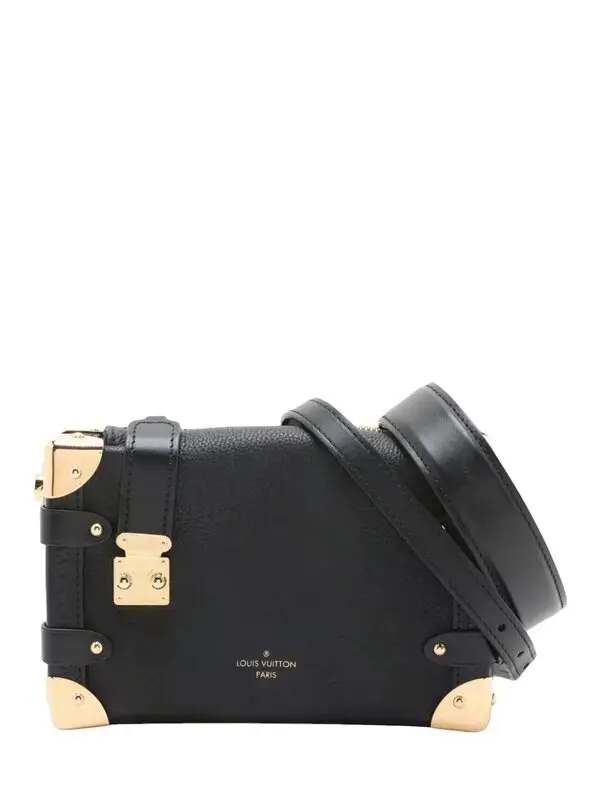 LOUIS VUITTON Grained Calfskin Side Trunk Pm Satchel - Black