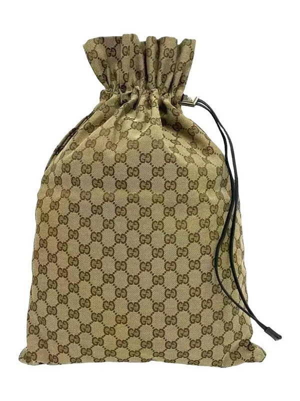 Gucci Gg Canvas Drawstring Pouch - Neutrals