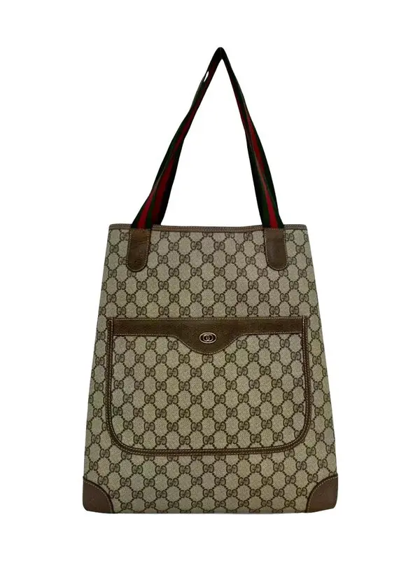 Gucci Gg Supreme Web Tote Bag - Brown