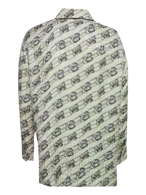 Fendi Silk Jacquard-print Shirt - Neutrals