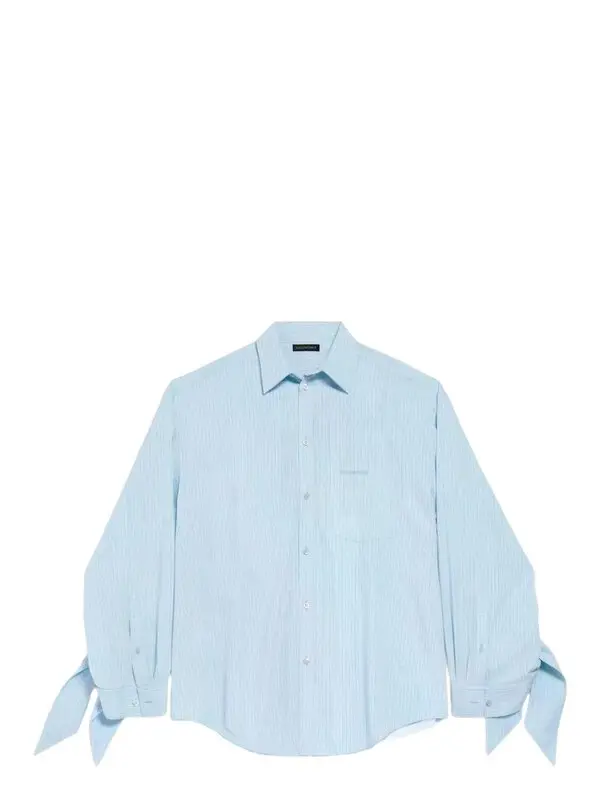 Balenciaga Oversized Poplin Shirt With Embroidered Logo - Blue