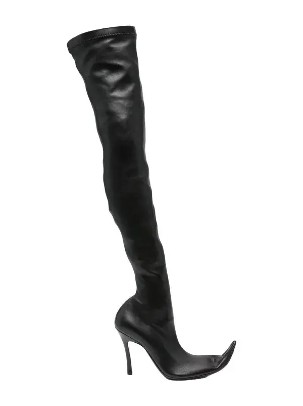Balenciaga 110mm Leather Pointed-toe Over-the-knee Boots - Black