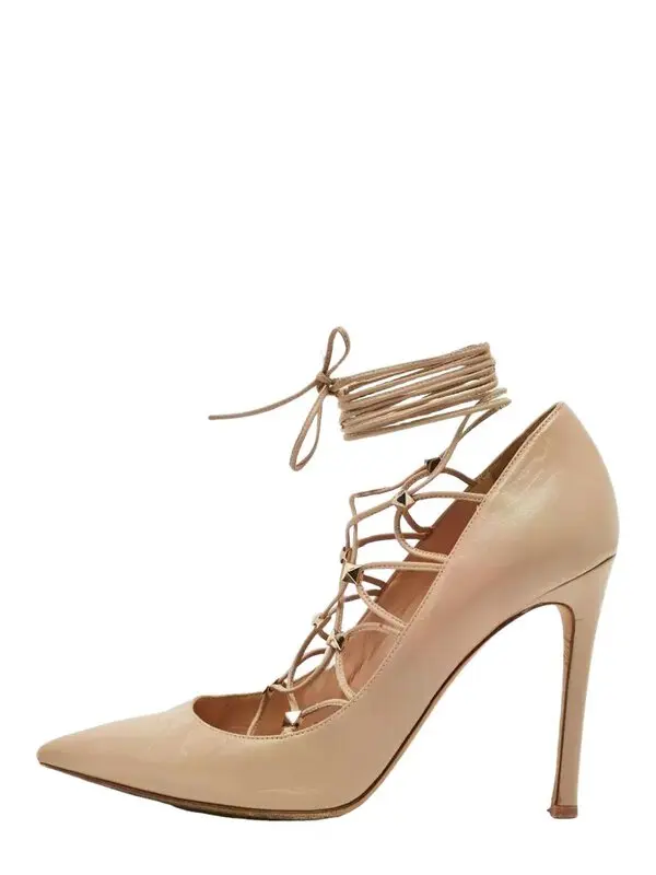 Valentino Garavani Rockstud Lace-up Heeled Pumps - Neutrals