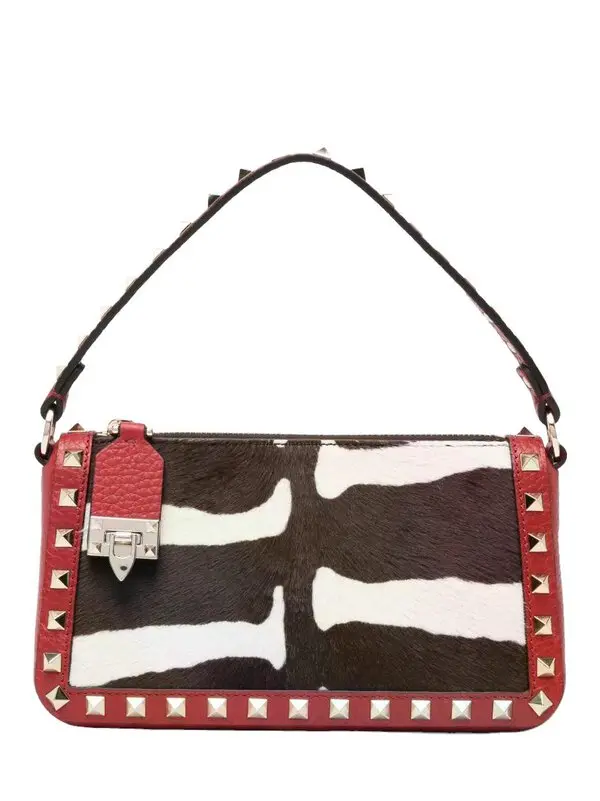 Valentino Garavani Rockstud Zebra-print Calf Hair Tote Bag - Red