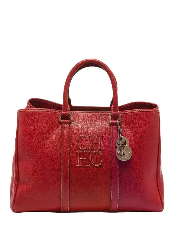 Carolina Herrera Matteo Grained Leather Tote Bag - Red