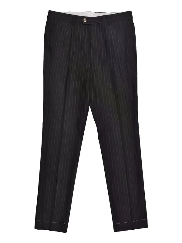 Brunello Cucinelli Virgin Wool Pinstripe Trousers - Black