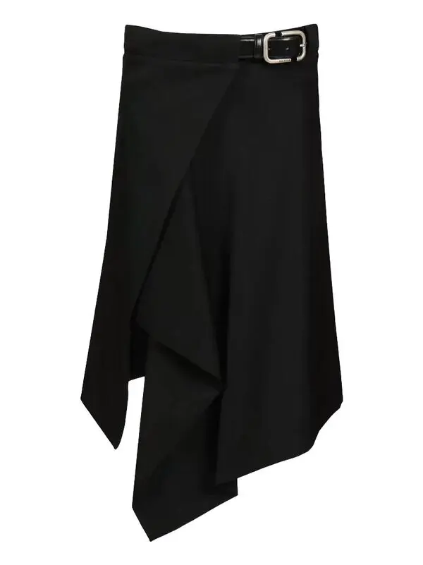 Attico Belted Asymmetric Skirt - Black