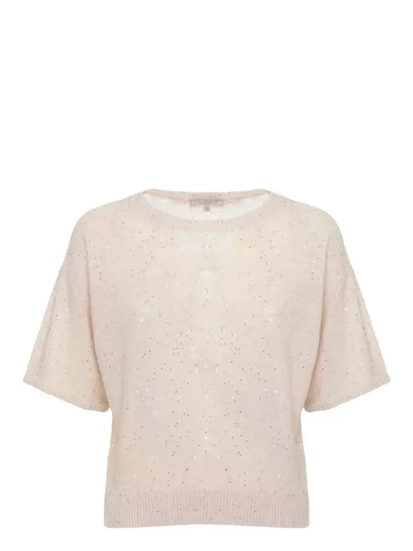 Antonelli Firenze Sequin-embellished Short-sleeve Sweater - Neutrals