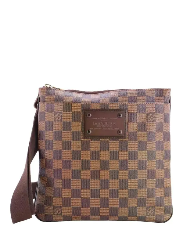 LOUIS VUITTON Brooklyn Pochette Plate Damier Crossbody Bag - Brown