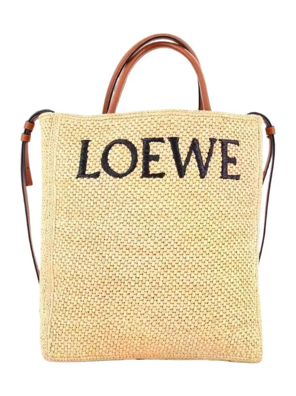 Loewe A4 Raffia And Leather North South Tote Bag - Brown