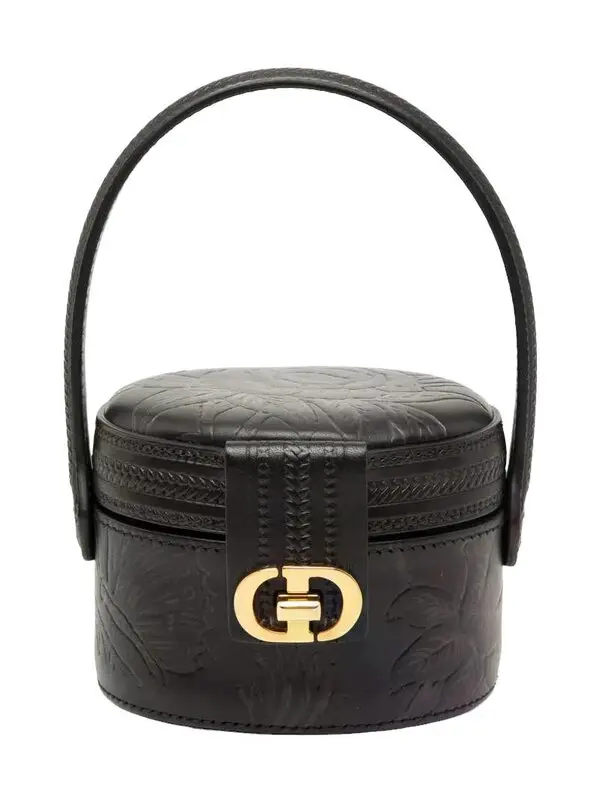 Dior 2022 Floral Embossed Calfskin Vanity Bag - Black