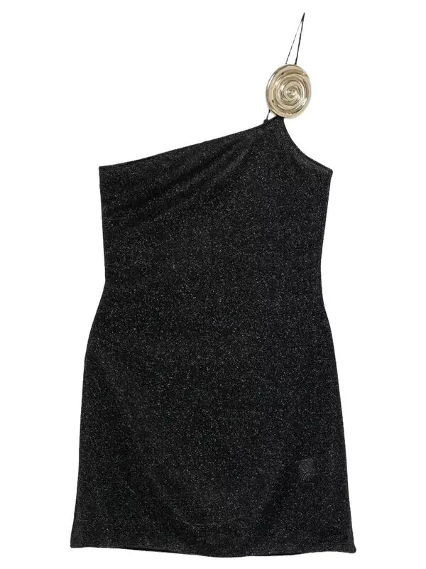 Oseree Lumière Spiral One-shoulder Mini Dress - Black