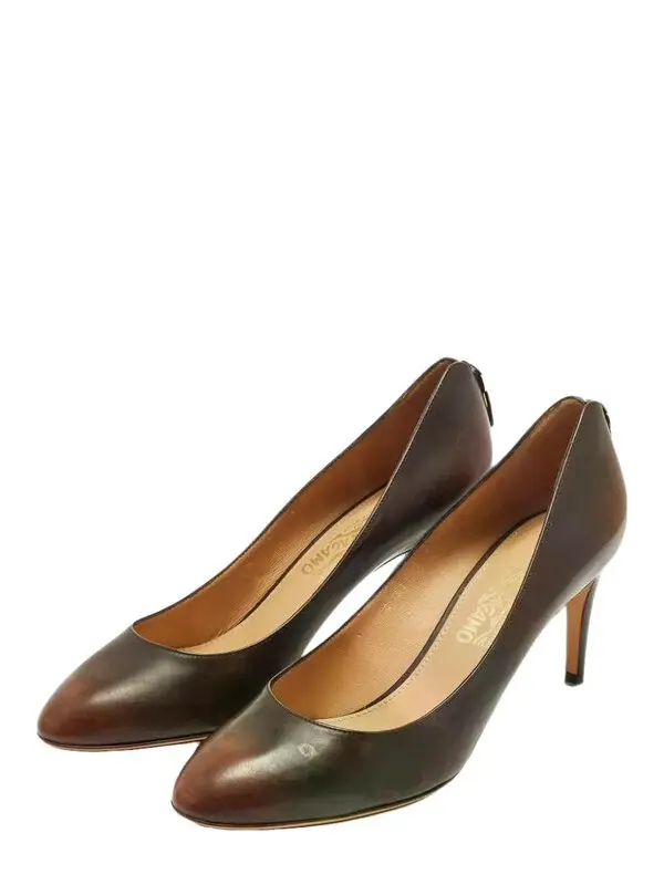 FERRAGAMO Rodea Leather Pumps - Brown