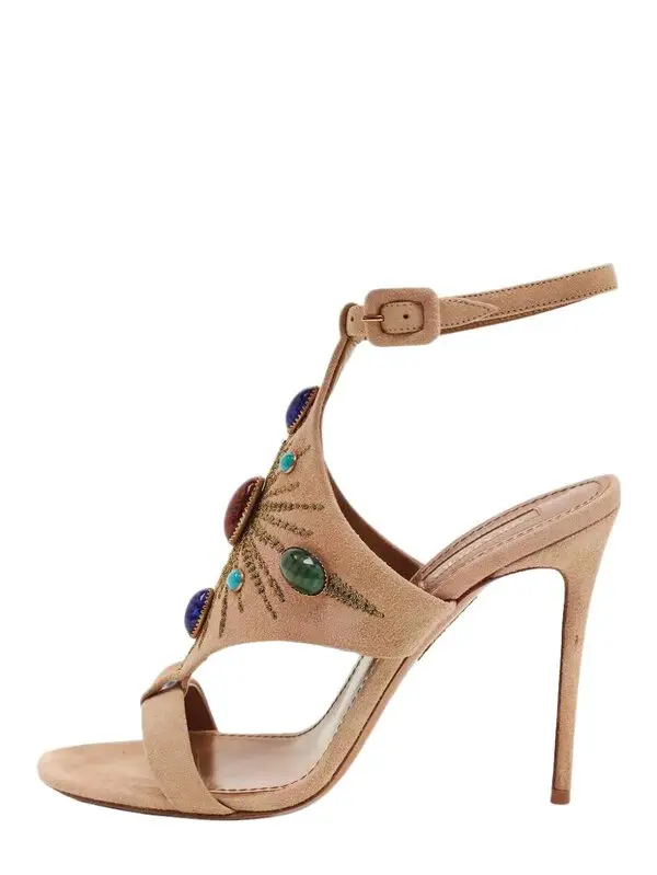 AQUAZZURA Embellished Ankle-strap Sandals - Neutrals