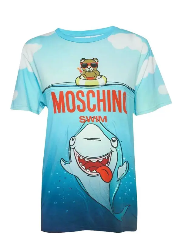 Moschino Teddy Shark Print T-shirt - Blue