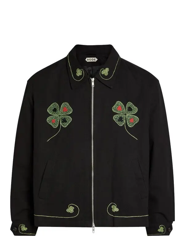 BODE Lucky Draw Embroidered Twill Jacket - Black