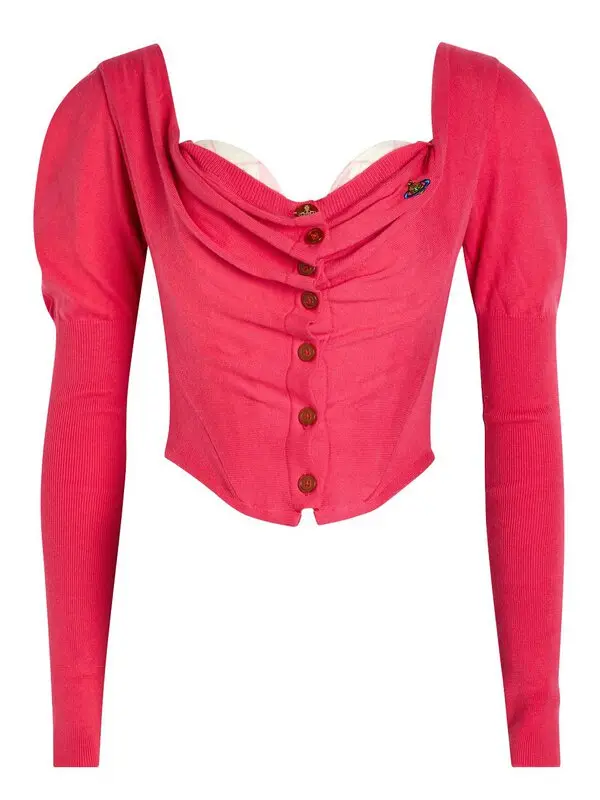 VIVIENNE WESTWOOD Bea Draped Wool-blend Corset Cardigan - Red
